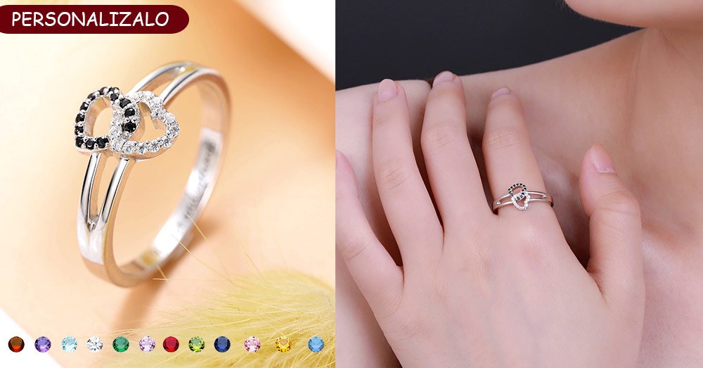 Anillo personalizado de doble corazón | Grethy Fashion - Joyería